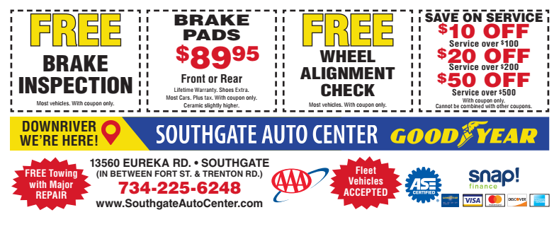 Coupons - Southgate Auto Repair Center 734-225-6248